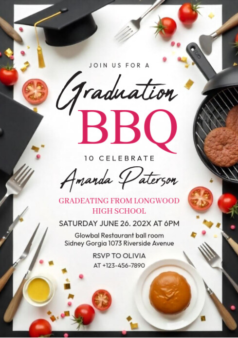Graduation BBQ Party Invitation Template | PosterMyWall