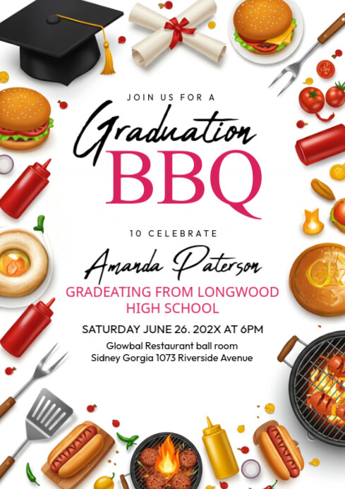 Graduation BBQ Party Invitation Template | PosterMyWall