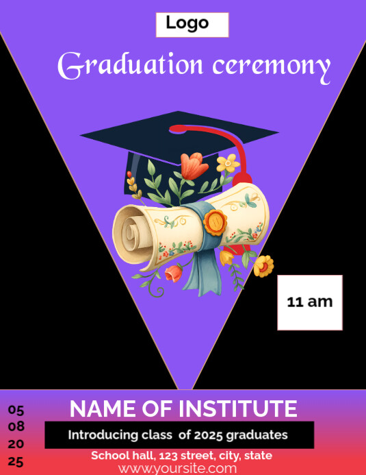 Graduation Cap and certificate Flyer (us Letter) Template | PosterMyWall