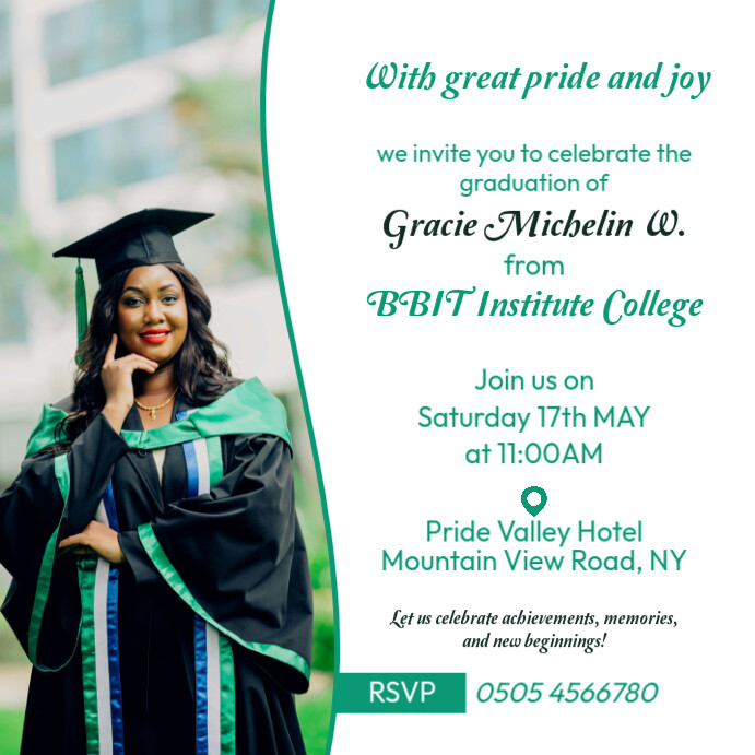 graduation celebration ceremony invitation RSVP announcement card ...