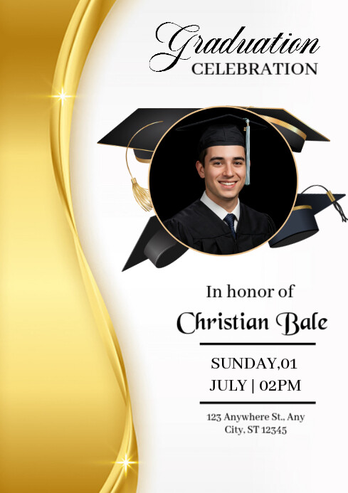 Graduation Celebration Gold Abstract Design A4 Template | PosterMyWall