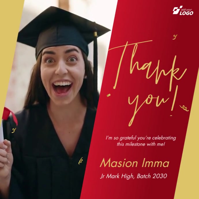 Graduation Celebration Thank You Card Template | PosterMyWall