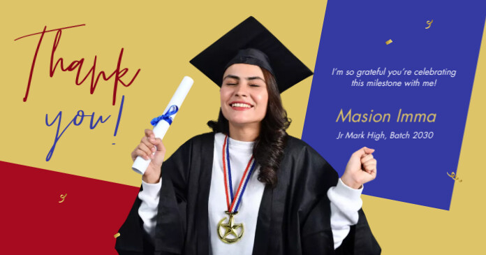 Graduation Celebration Thank You Card Template | PosterMyWall