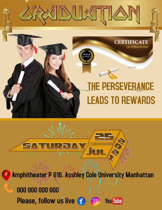 GRADUATION CEREMONIE FLYER Template | PosterMyWall