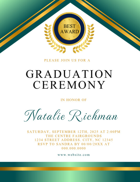 Copy of Graduation Ceremony Celebration Card Invitation Formal Design ...