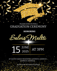 Black and blue customizable graduation invite template | PosterMyWall