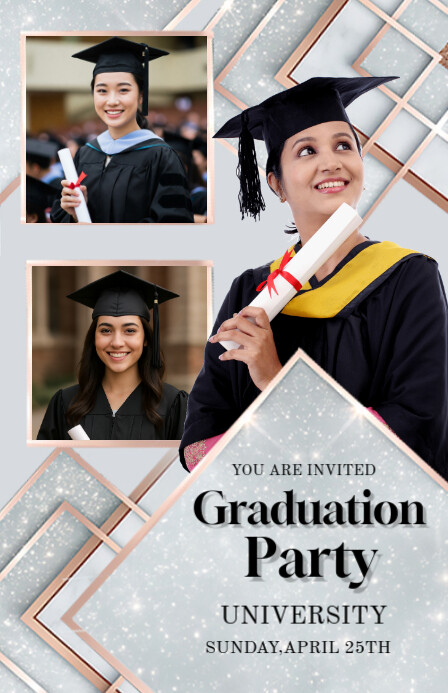 Copy of Graduation elegant geometric rose gold design | PosterMyWall