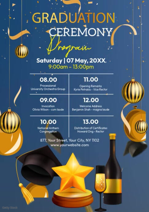 Plantilla de Graduation Event Program Flyer A4 | PosterMyWall