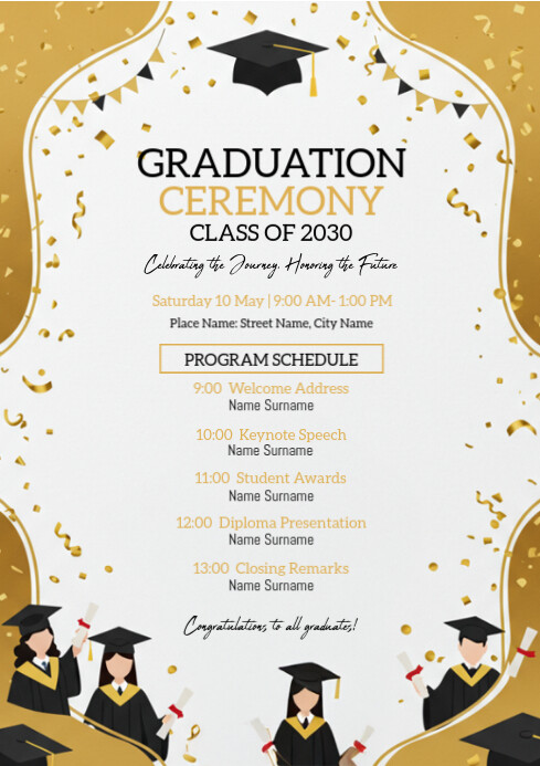 Graduation Event Schedule Template | PosterMyWall