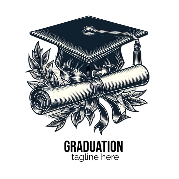 Graduation hat with tassel and degree logo design template | PosterMyWall