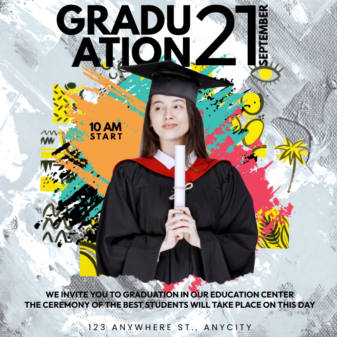 Plantilla de Graduation Invitation Much Color | PosterMyWall