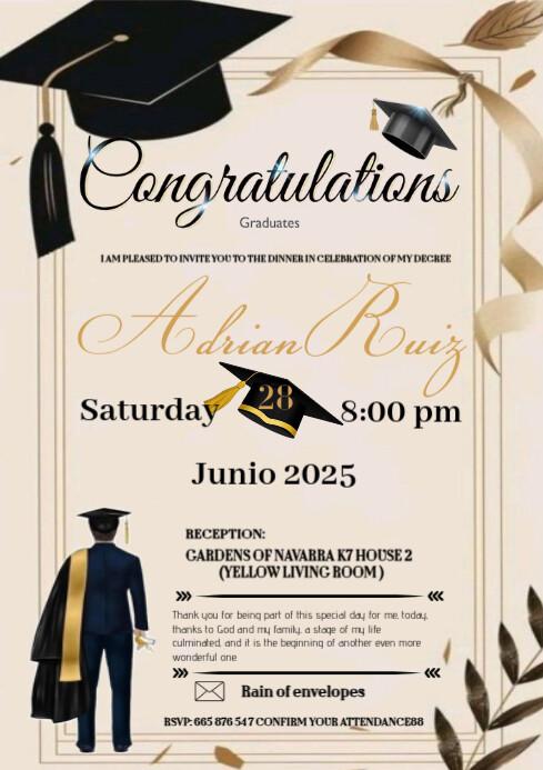 Graduation Invitation Party Temple Flayer Editablet Celebration A4 ...