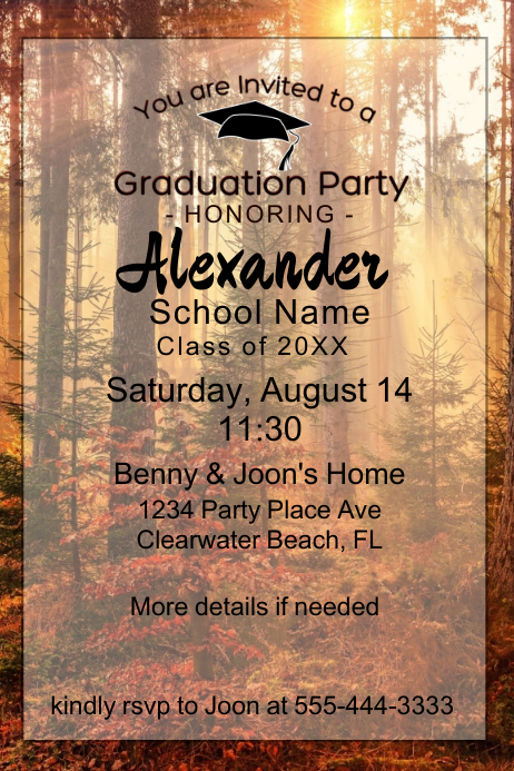 Graduation Invitation with Forest Photography Template | PosterMyWall