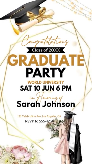 Graduation Party Invitation Instagram Reel Template | PosterMyWall