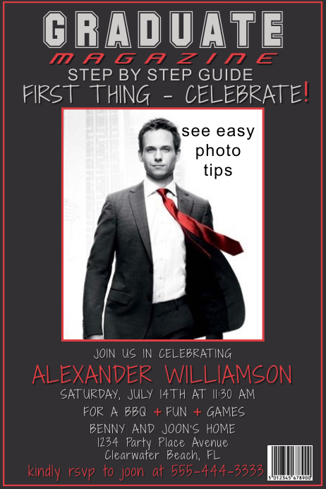 GRADUATION PARTY MAGAZINE COVER INVITATION Template | PosterMyWall