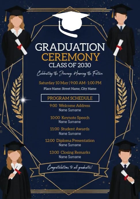 Graduation Party Schedule เทมเพลต | PosterMyWall