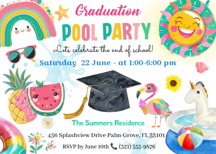 Plantilla de Graduation pool party invitation | PosterMyWall