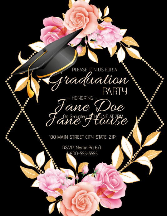Floral Graduation Posters Watercolor Floral Graduation Cap Graphic By