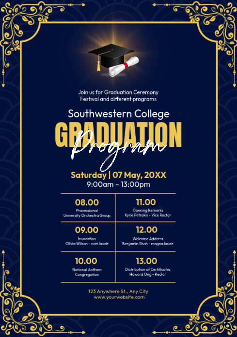 Graduation program Schedule Template | PosterMyWall
