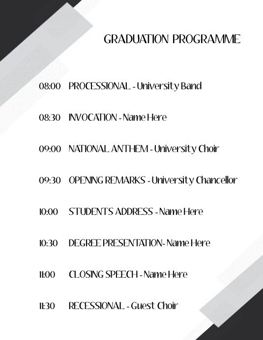 Graduation Programme Template | PosterMyWall
