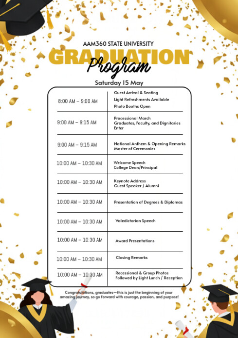 Graduation Schedule Template | PosterMyWall