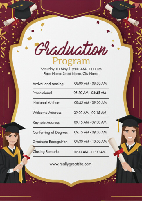 Graduation Schedule Template | PosterMyWall