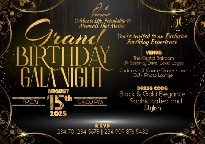 Grand Birthday Gala Night Template | PosterMyWall