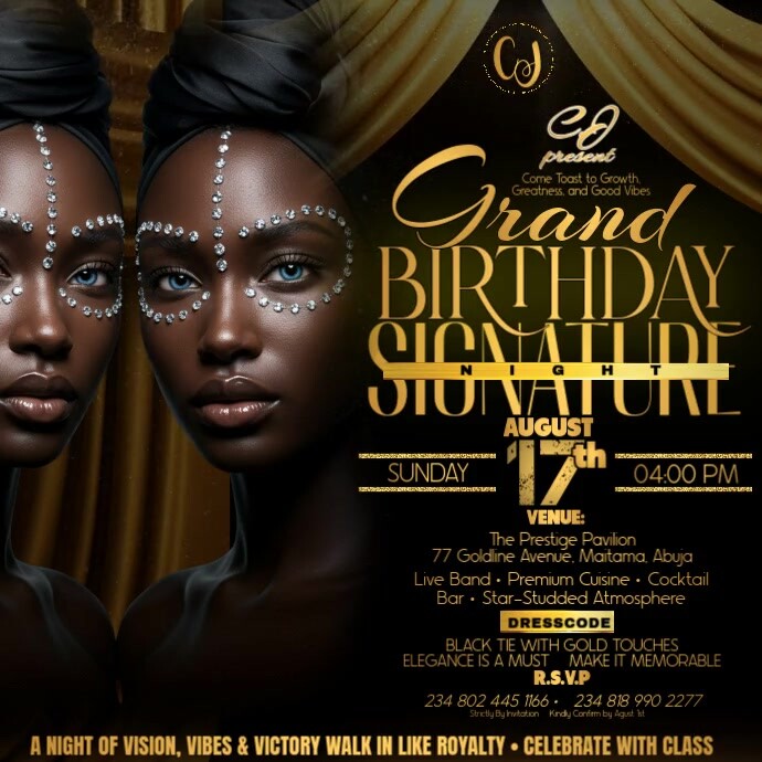 Grand Birthday Signature Night Templat | PosterMyWall