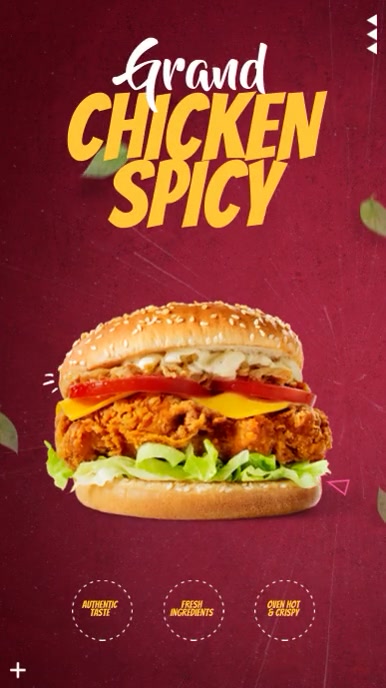 Plantilla de Grand Chicken Spicy Burger Sandwich Fast Food | PosterMyWall
