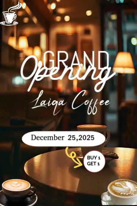 Grand opening coffee shop Template | PosterMyWall