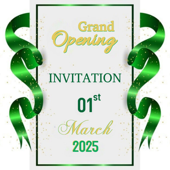 Grand Opening Invitation 1st March with ribbon and confetti Template ...