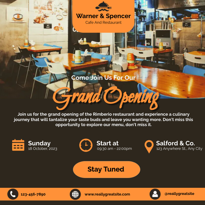 Grand Opening Resto Instagram Post Template | PosterMyWall