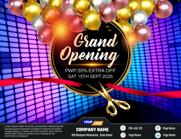 Grand opening with promotion template (3) | PosterMyWall
