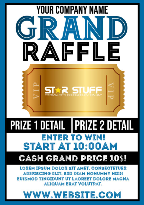 Plantilla de Grand Raffle Ticket A5 | PosterMyWall