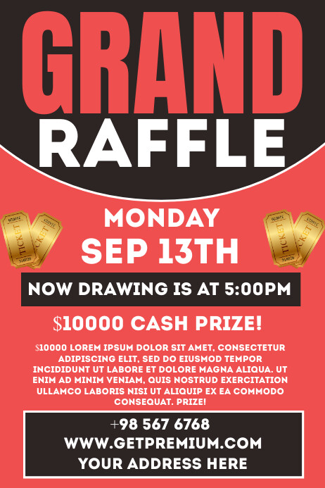 Grand Raffle Ticket Contest Poster Templat | PosterMyWall