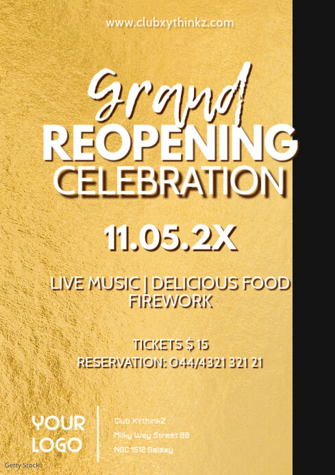 Copy of grand reopening celebration golden glam shine | PosterMyWall