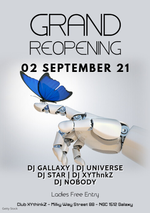 Copy of Grand Reopening Flyer poster Silver advert | PosterMyWall