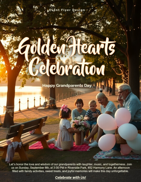 Grandparents Day Flyer – Golden Hearts Celebration Template | PosterMyWall