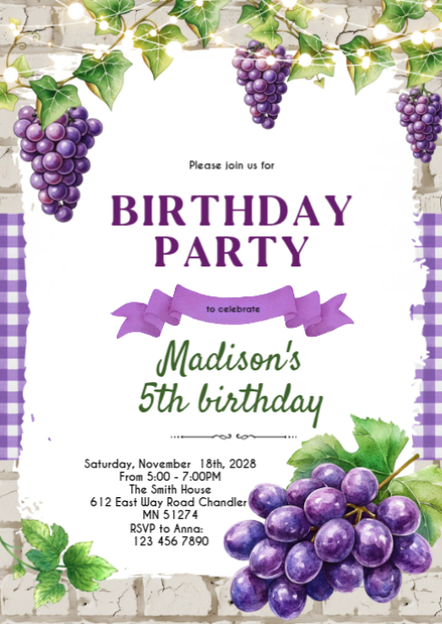 White Birthday Party A6 Template | PosterMyWall