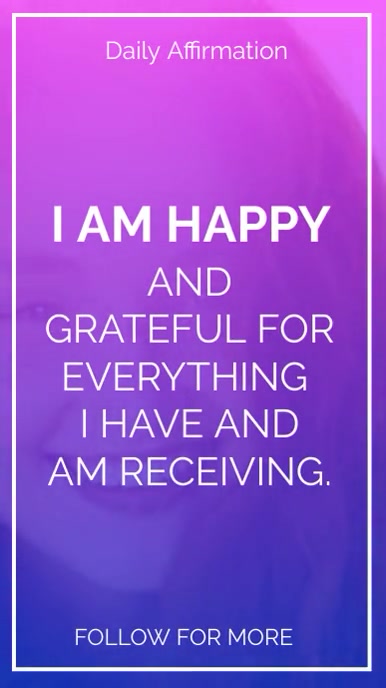 Grateful Daily Affirmation Instagram reel tem Template | PosterMyWall