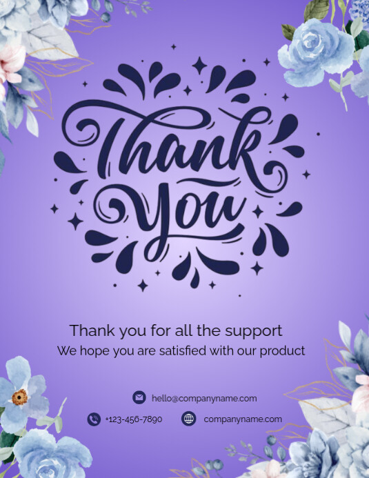Grateful Purple Thank You Flyer (us Letter) Template | PosterMyWall