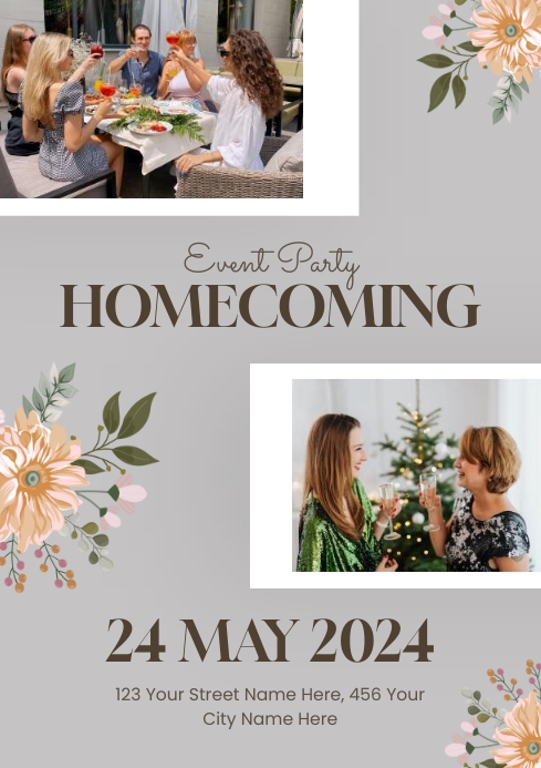 Gray Aesthetic Homecoming Event Party Template | PosterMyWall