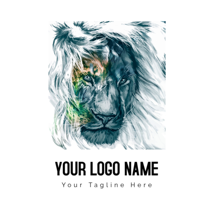 Gray And Brown Lion Illustration Logo Template | PosterMyWall