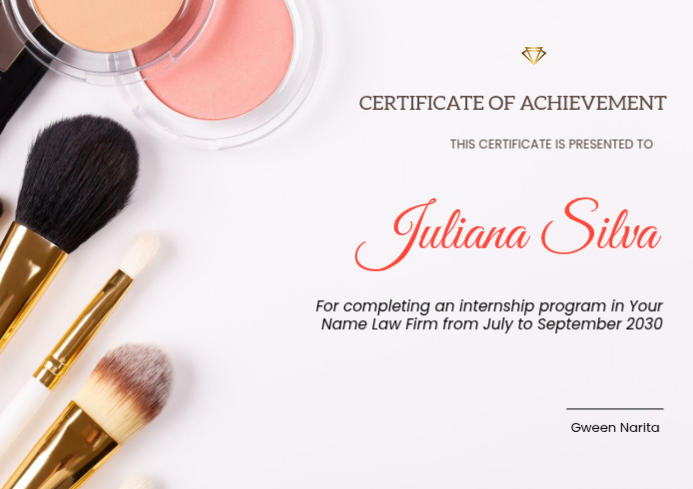 Gray and Pink Appreciation for Make Up Workshop Certificate Template ...