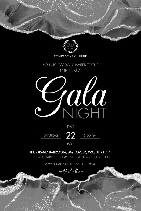 Gray and Silver Agate Gala Invitation Poster Template | PosterMyWall