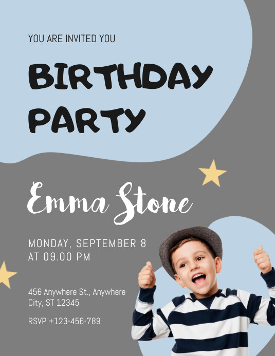 Gray Minimalist Birthday Party Invitation Template | PosterMyWall