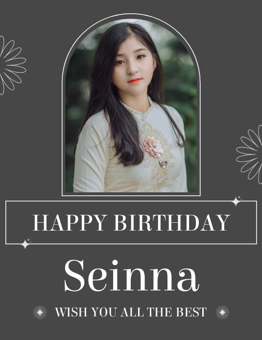 Gray Minimalist Birthday Wishes Photo Frame Template | PosterMyWall
