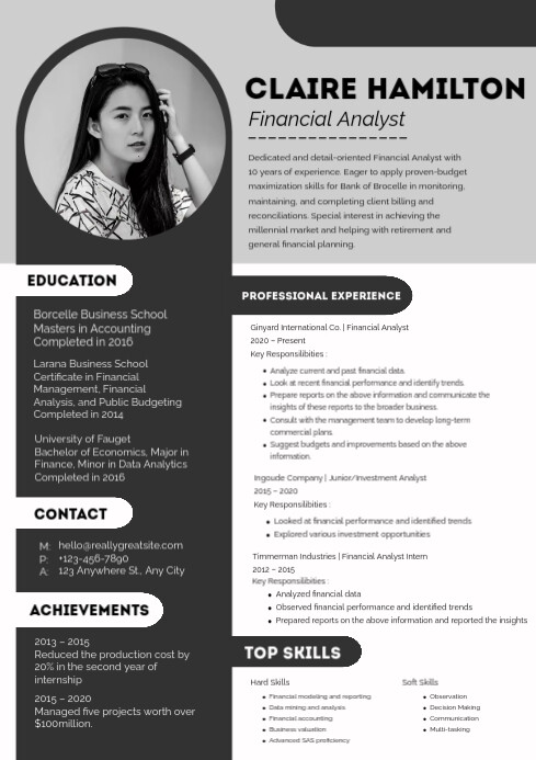 Gray Simple Profile Resume Template | PosterMyWall