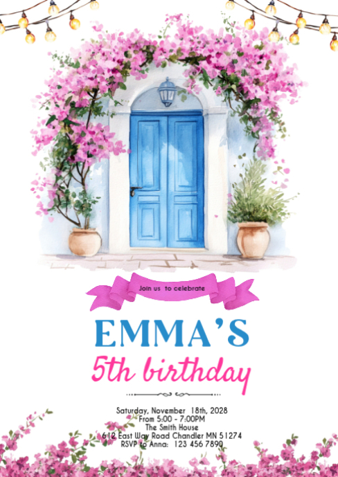 Greek Island Theme Party Invite Template | PosterMyWall