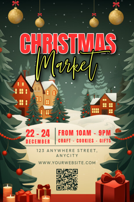 Green 3d Christmas Market Poster Template | PosterMyWall